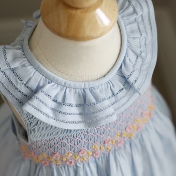 Luli & Me | Dresses | Girls Smocked Dress Blue Pink Luli Me Embroidery ...